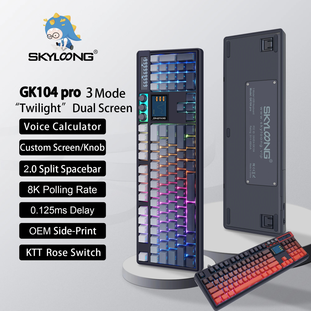 คีย์บอร์ดไร้สาย 3 โหมด Skyloong Gk104 Pro 8K Double Screen Gasket มี ...