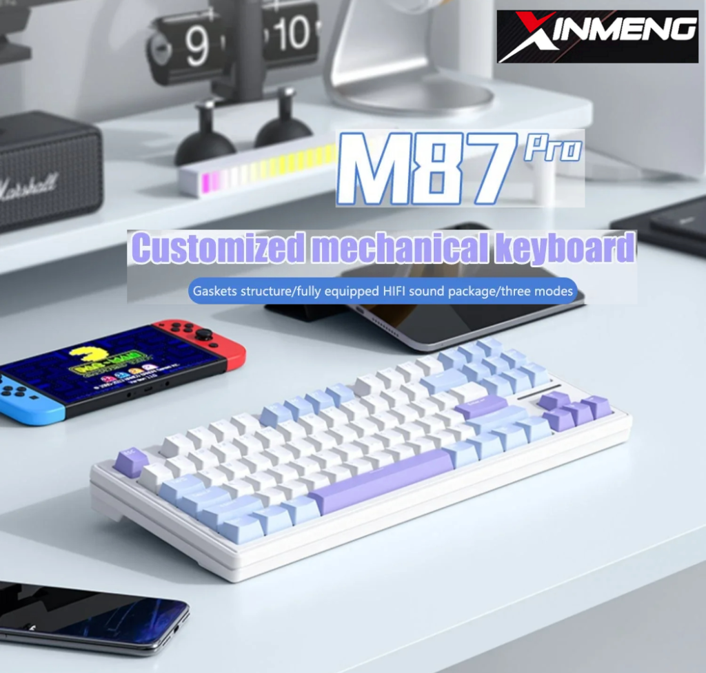 XINMENG M87 Pro-Mechanical keyboard-คีย์บอร์ดทรง TKL ไร้สาย Hot-swap 3 ...